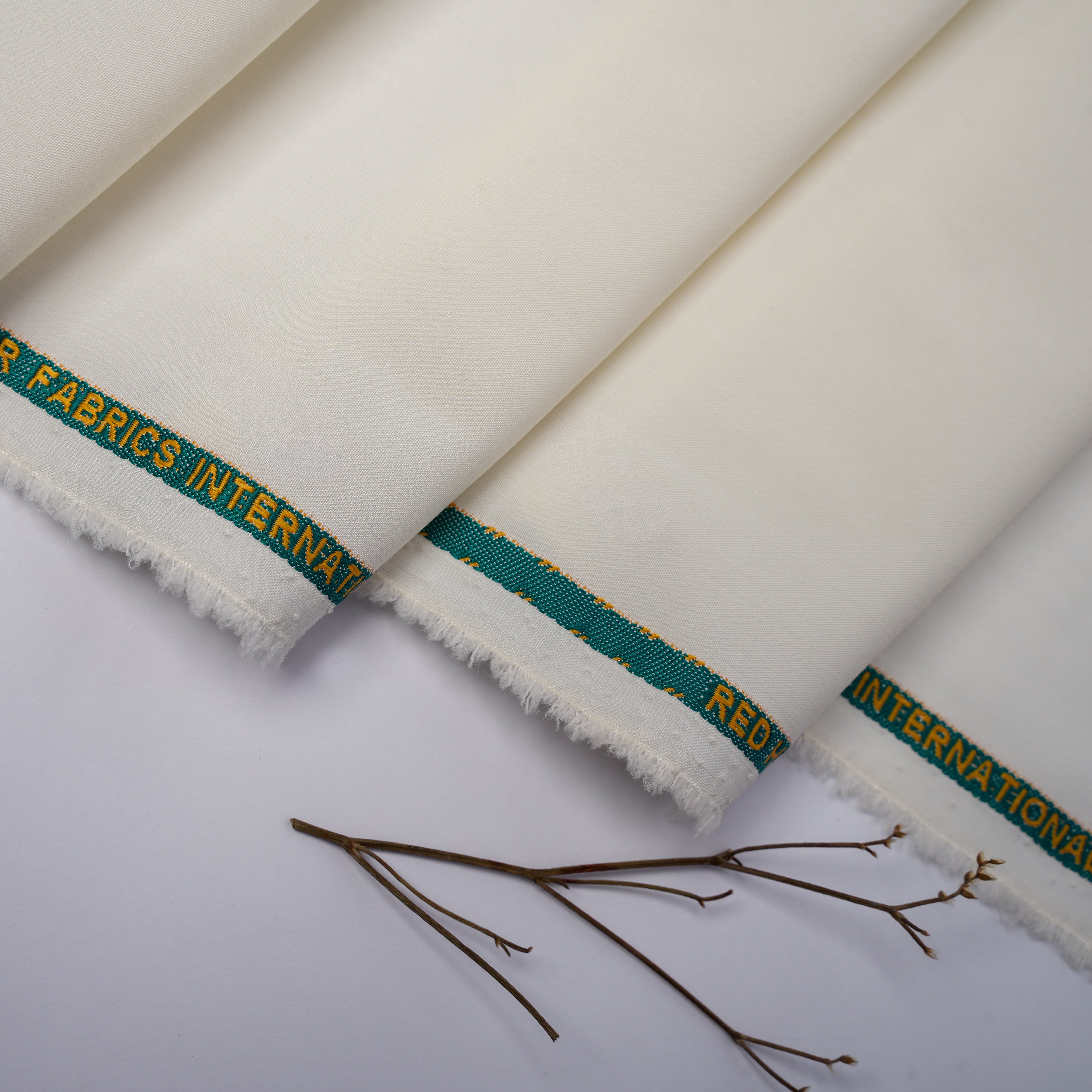 Red Horse Cream Fabric Silky Finish | Meem Seen Fabrics